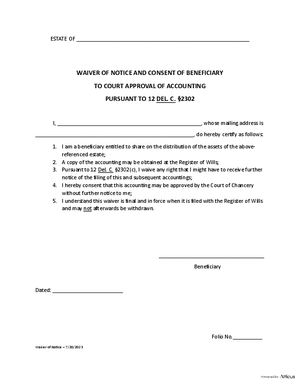 Beneficiary Waiver (Kent) - Delaware | Atticus® Forms