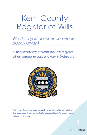 Probate Brochure (Kent) - Delaware | Atticus® Forms