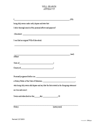Will Search Affidavit (Kent) - Delaware | Atticus® Forms