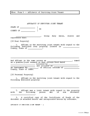 MISC005: Affidavit Of Surviving Joint Tenant - Idaho | Atticus® Forms
