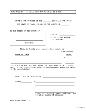 IUPC042: Claim Against Estate - Idaho | Atticus® Forms