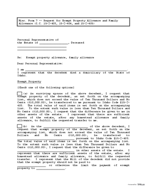 MISC007: Request For Exempt Property Allowance And Family Allowance ...