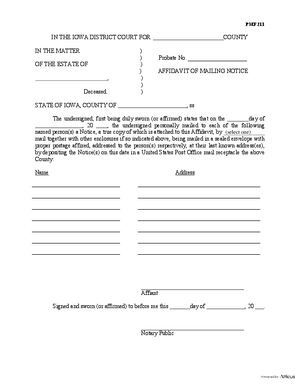 PMF 211: Affidavit Of Mailing Notice - Iowa | Atticus® Forms