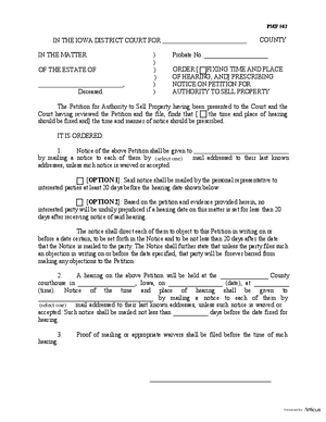 PMF 502: Order [Fixing Time And Place Of Hearing, And] Prescribing ...