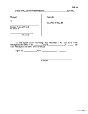 PMF 304: Release Of Claim - Iowa | Atticus® Forms