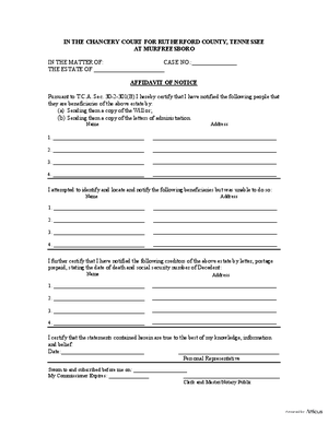 Affidavit Of Notice To Heirs (Rutherford) - Tennessee | Atticus® Forms