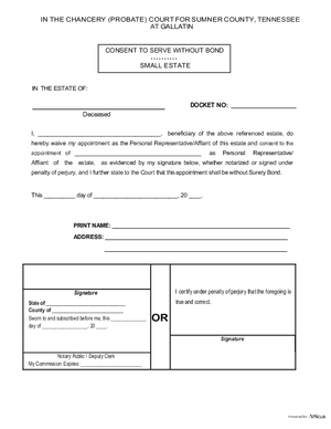 Declination To Serve (Sumner) - Tennessee | Atticus® Forms